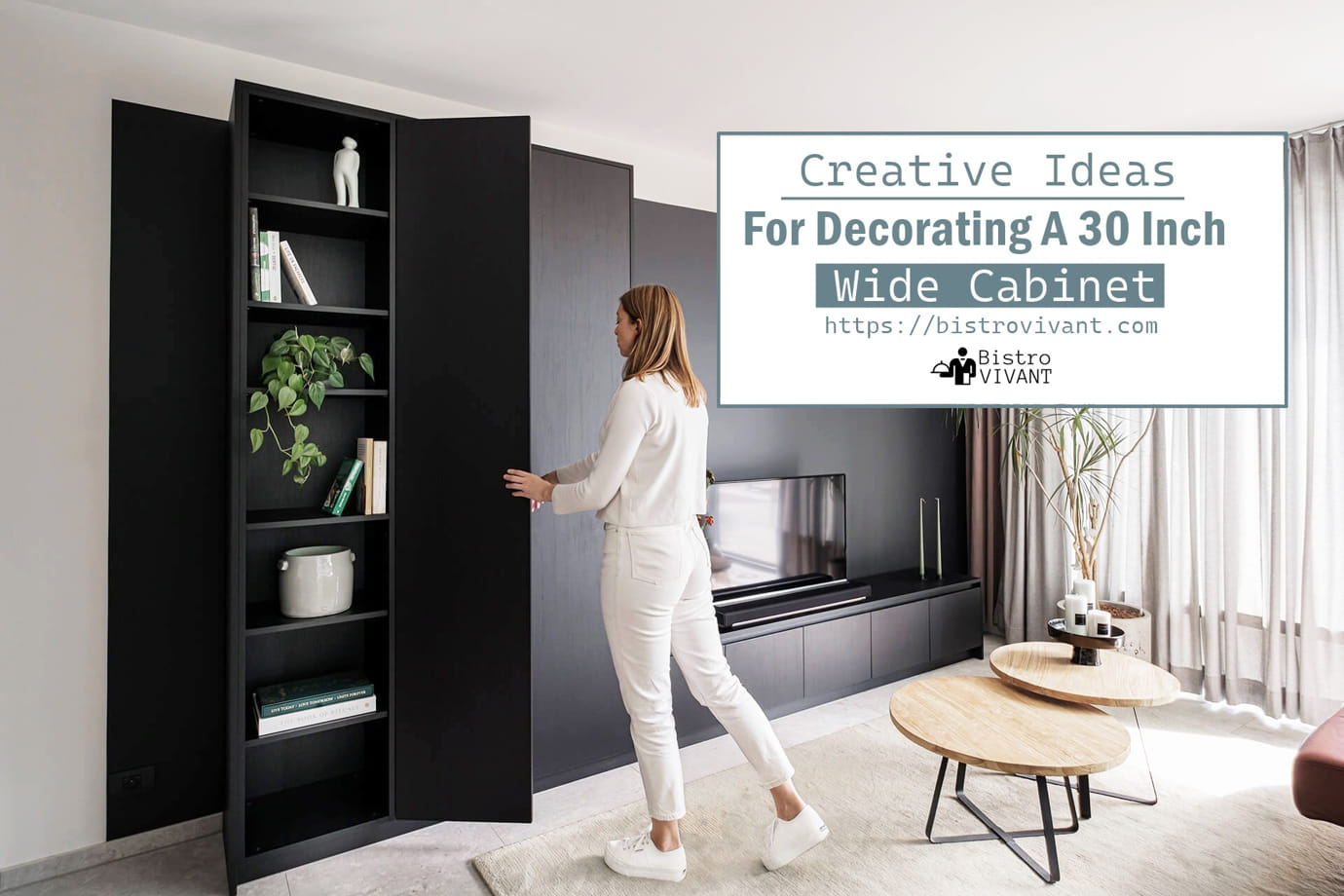 30-Inch Wide Cabinet Transformed with Stylish Decor